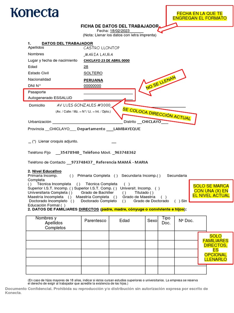 Ejemplo de Como Llenar El Documento | PDF