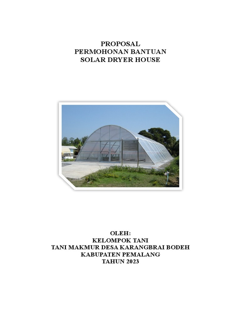 Proposal Solar Dryer House | PDF