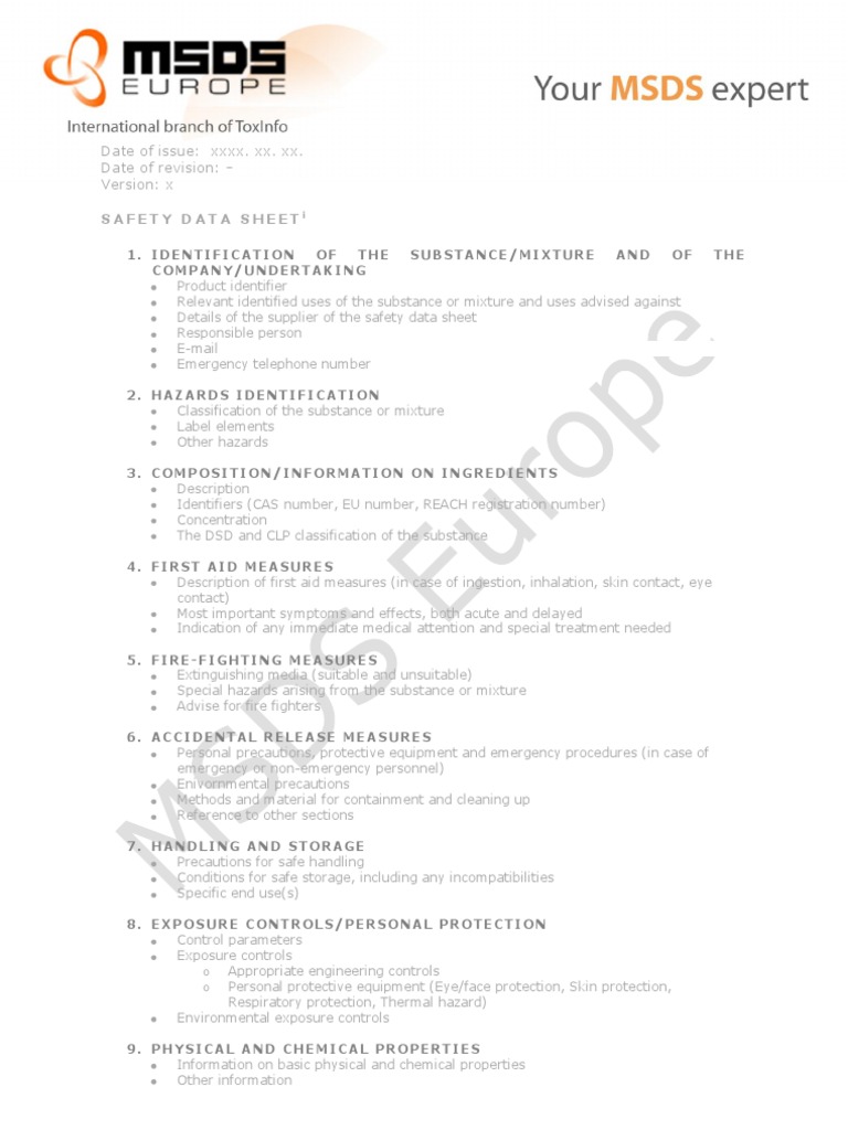 Sample MSDS | PDF | Safety | Occupational Safety And Health