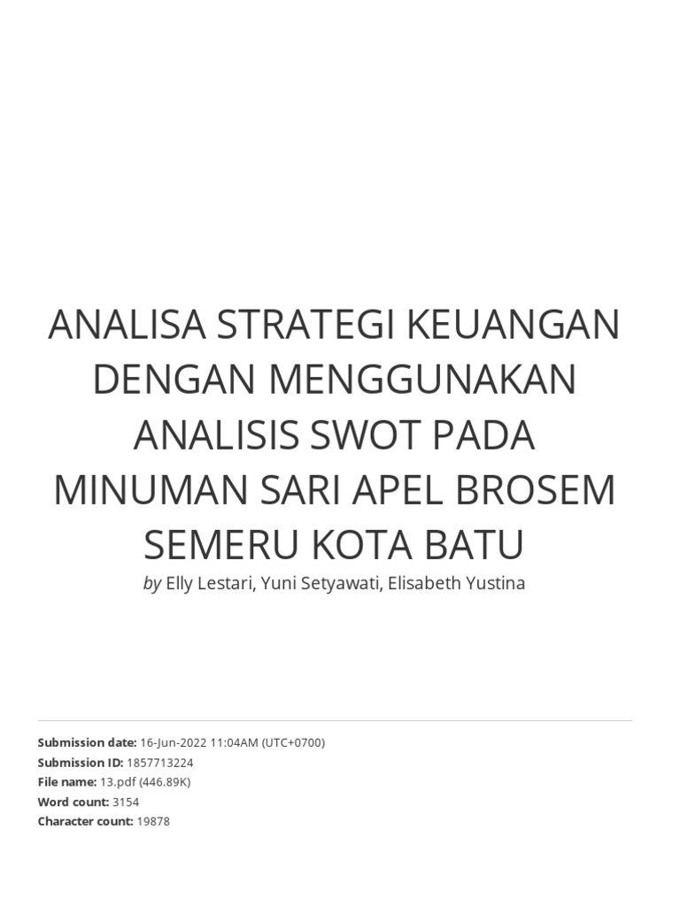 Analisa Strategi Keuangan Dengan Menggunakan Analisis Swot Pada Minuman ...