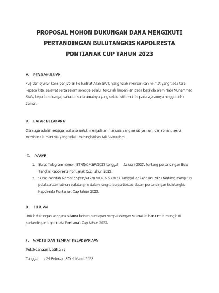Proposal Badminton | PDF
