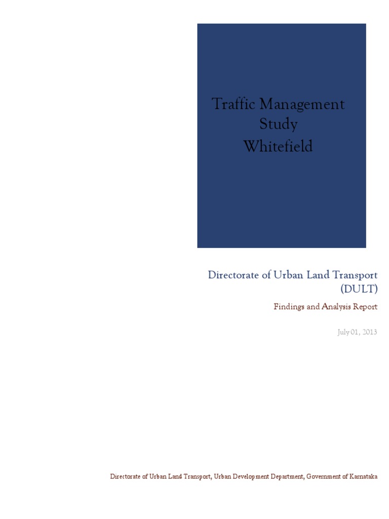 Traffic Management Report - Whitefield | Download Free PDF | Traffic ...