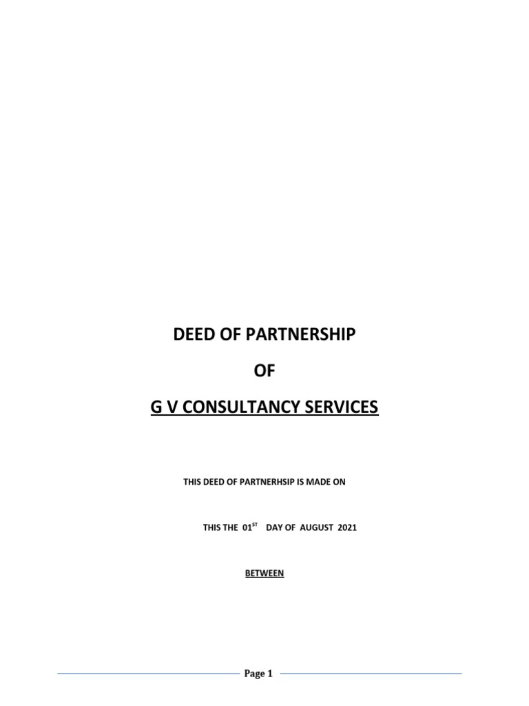 Partnership Deed for GV Consultancy | PDF | Partnership | Interest