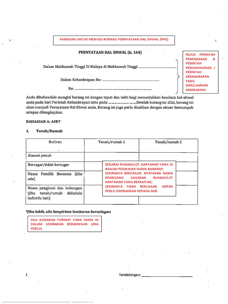 Panduan Mengisi Borang Pernyataan Hal Ehwal (Phe) | PDF