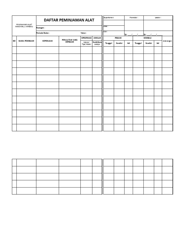 Daftar Peminjaman Alat | PDF