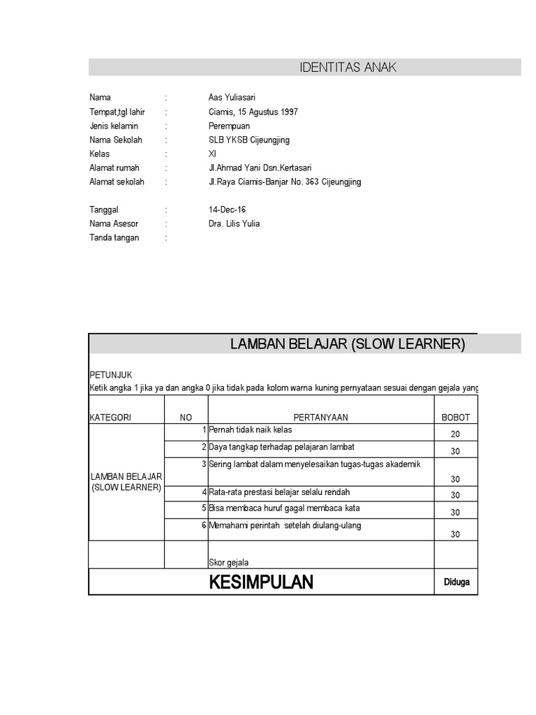 Asesmen Rumus-Slow Leaner | PDF
