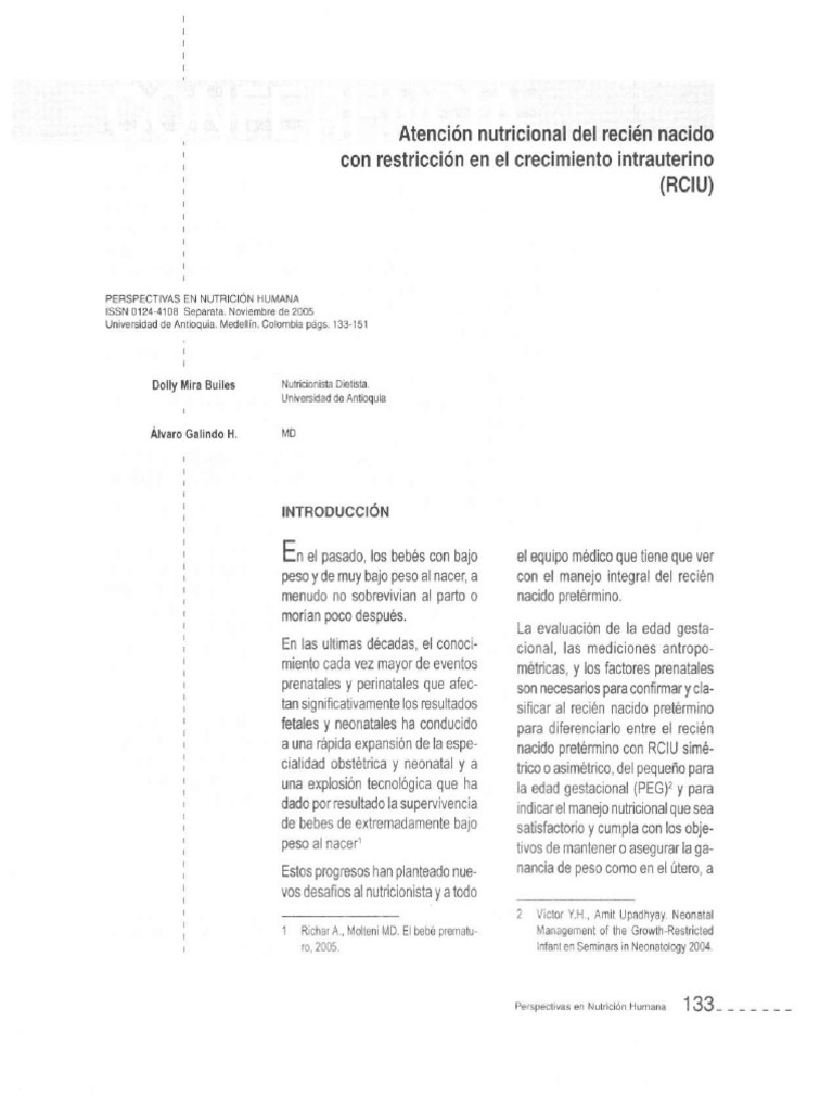 Atención nutricional en RCIU neonatal | PDF | Feto | Parto prematuro