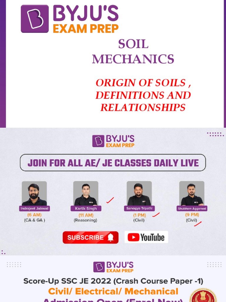 Byjus Origin of Soils, Definitions and Relationships | PDF | Rock ...