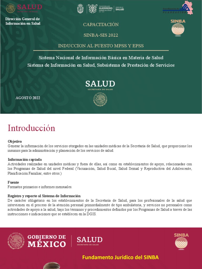 1 Presentacion Formatos Oficiales Sinba Sis | PDF | Medicina | Cuidado de la salud