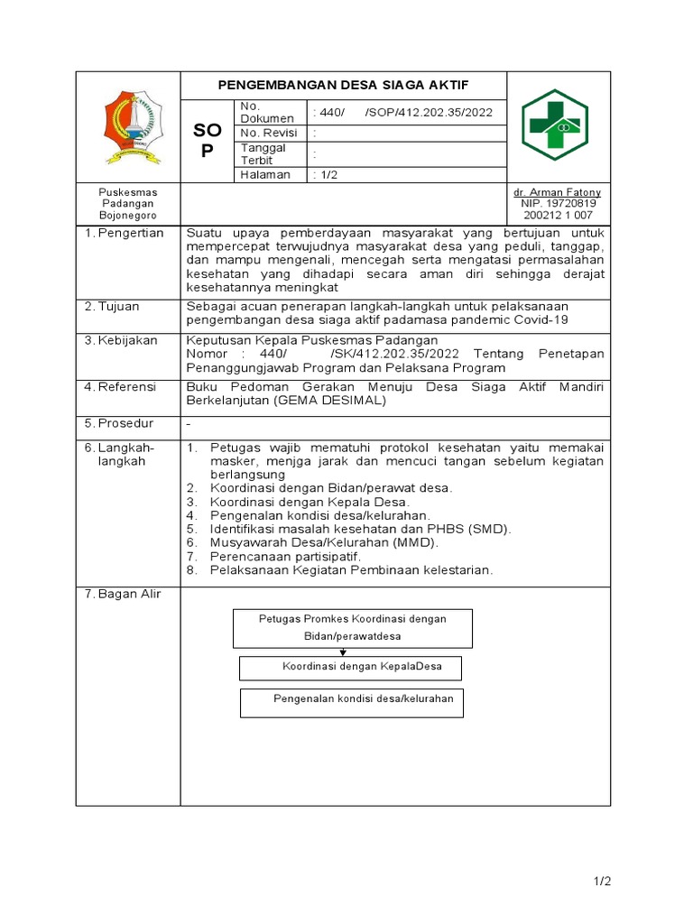 Sop Pengembangan Desa Siaga Aktif | PDF