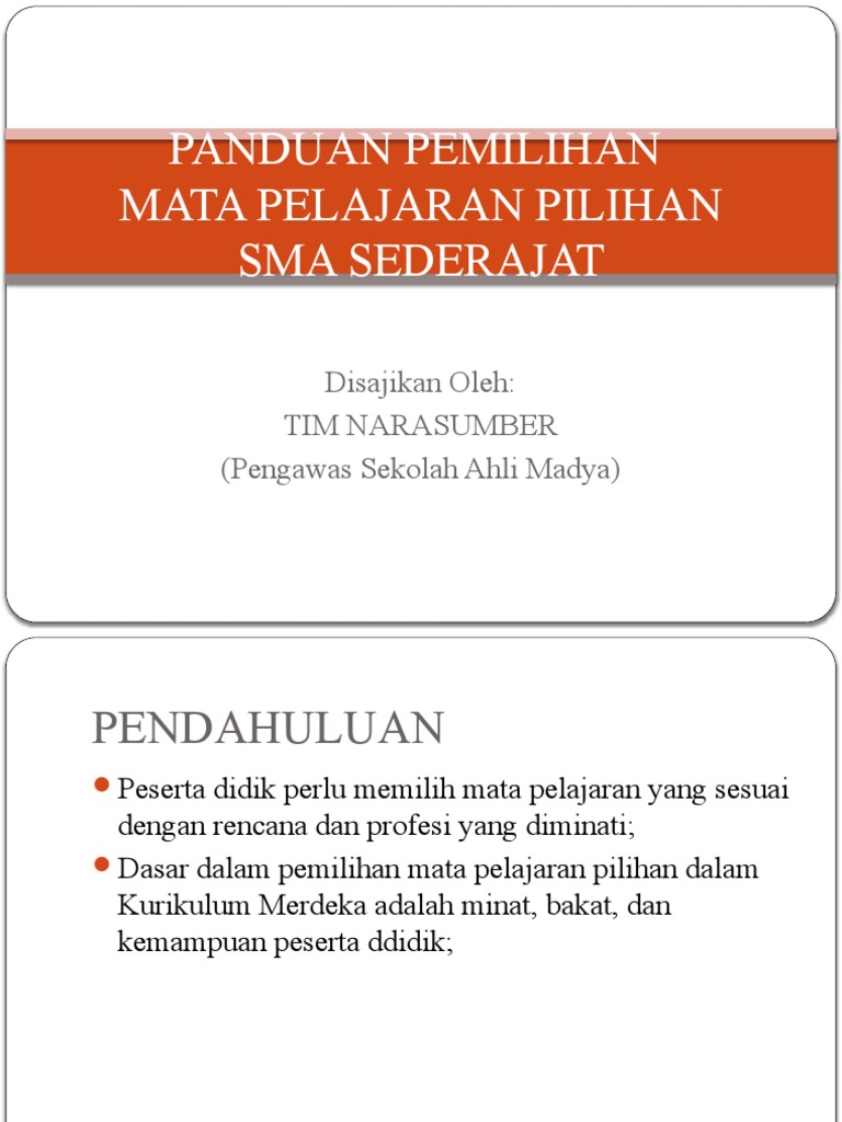 Panduan Pemilihan Mapel Pilihan Sma Sederaajat | PDF