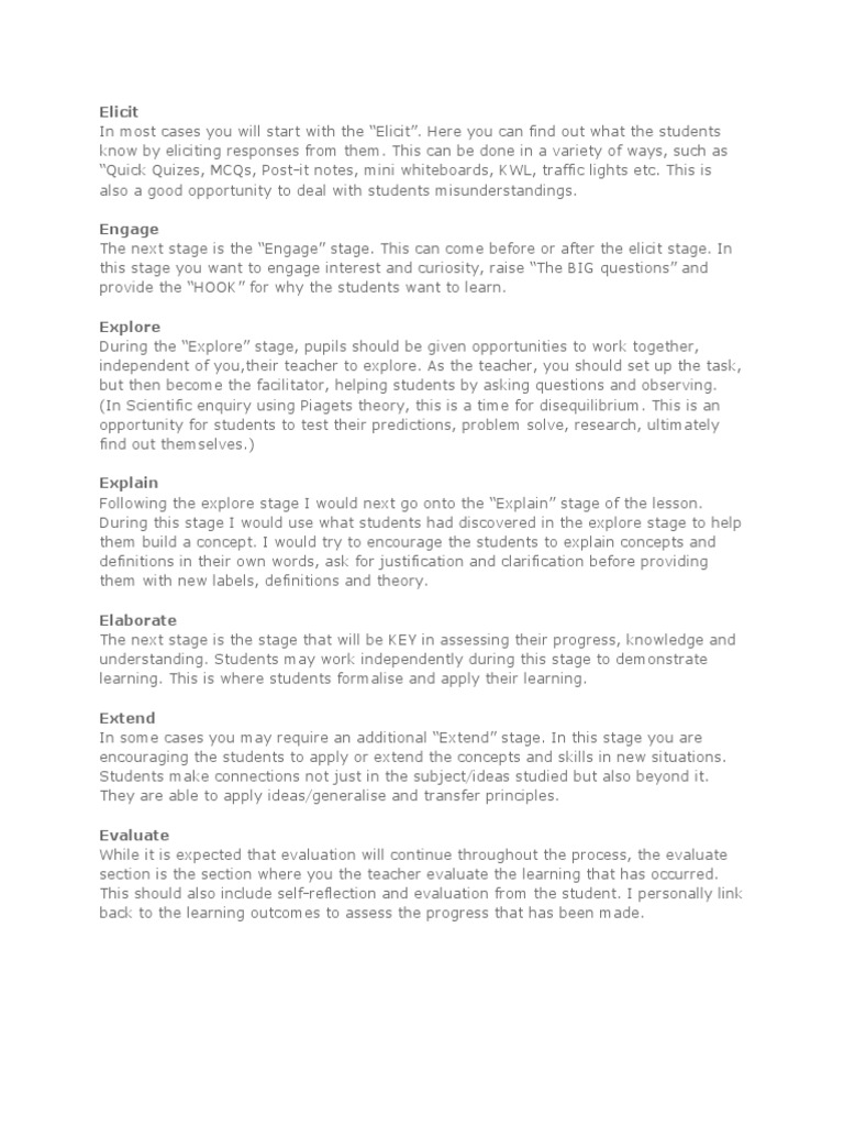 Elicit-Explore-Explain Lesson Model | PDF