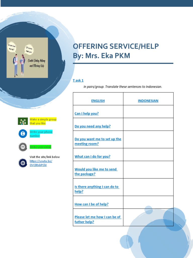 Task of Offering Service | PDF | Language Arts & Discipline | Foreign ...