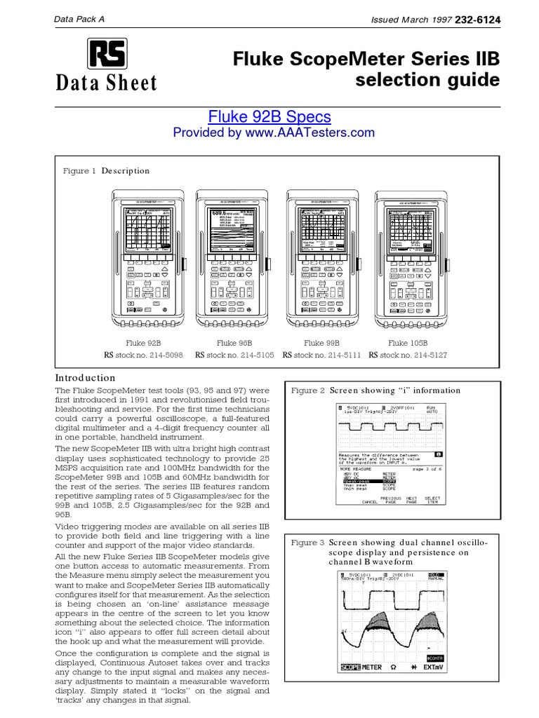 Fluke 92b Specifications Spec Sheet | PDF | Electrical Engineering ...