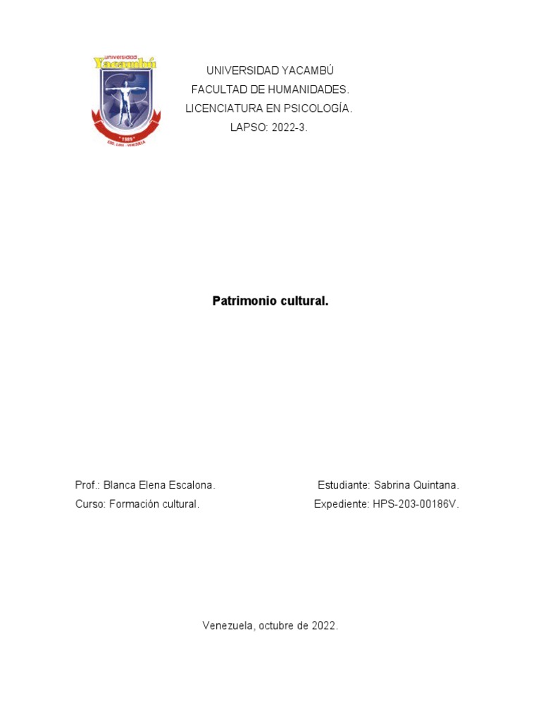 Ensayo Patrimonio Cultural | PDF | Bienes (Ley) | Sociedad