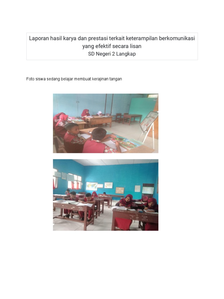 Laporan Hasil Karya Dan Prestasi Terkait Keterampilan Berkomunikasi Yang Efektif Secara Lisan | PDF