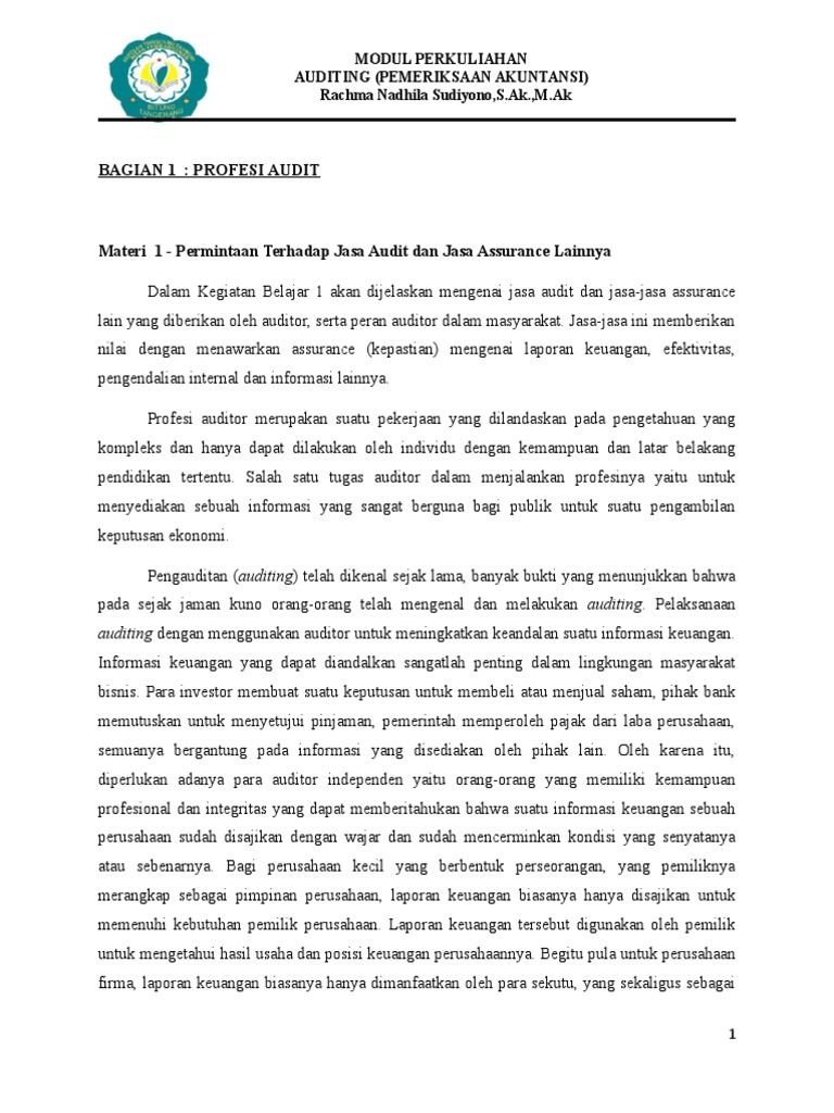 Contoh Modul Audit | PDF