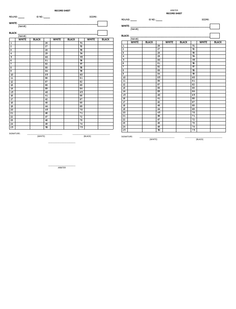 Record Sheet in Chess | Download Free PDF | Chess | Gaming