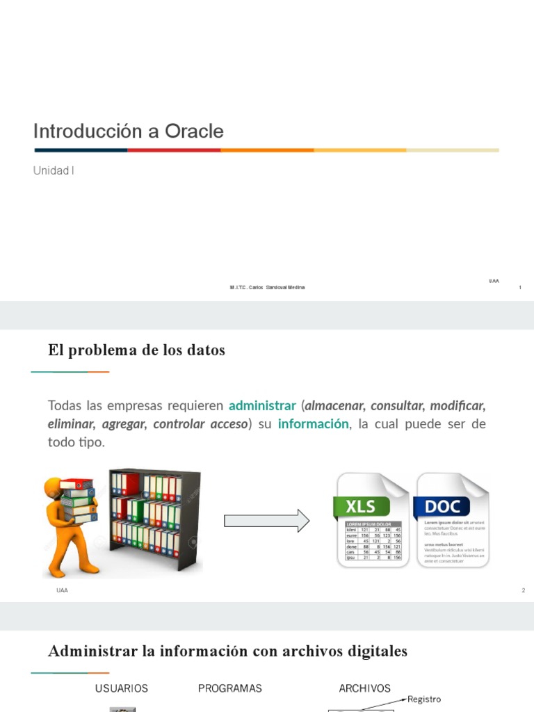 Unidad I - Introducción A Oracle - ParteI | PDF | Bases de datos | Base de datos relacional