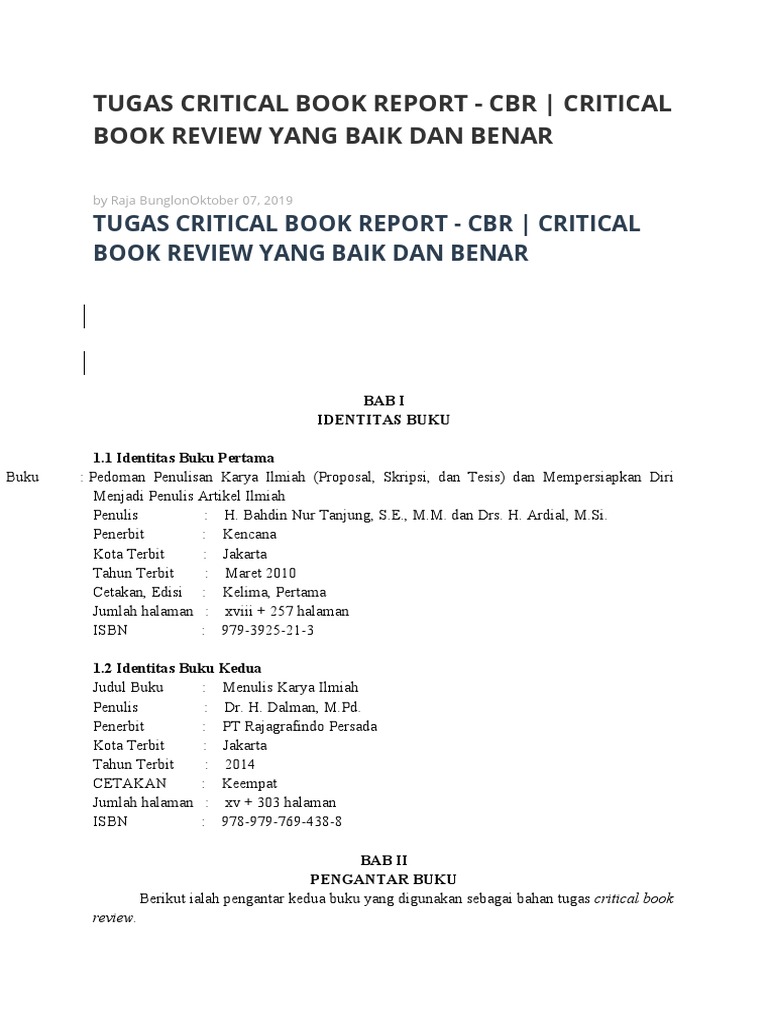 Tugas Critical Book Report | PDF