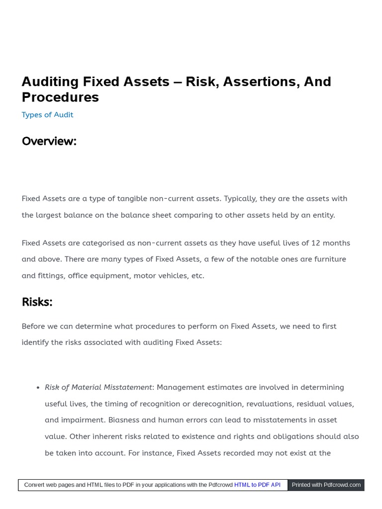 Audithow Com Auditing Fixed Assets | PDF | Audit | Fixed Asset