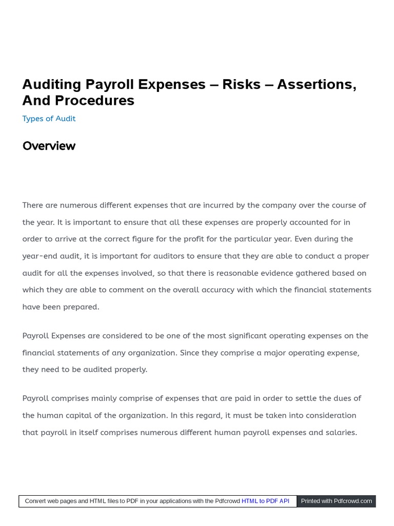 Audithow Com Auditing Payroll Expenses | PDF | Audit | Internal Control