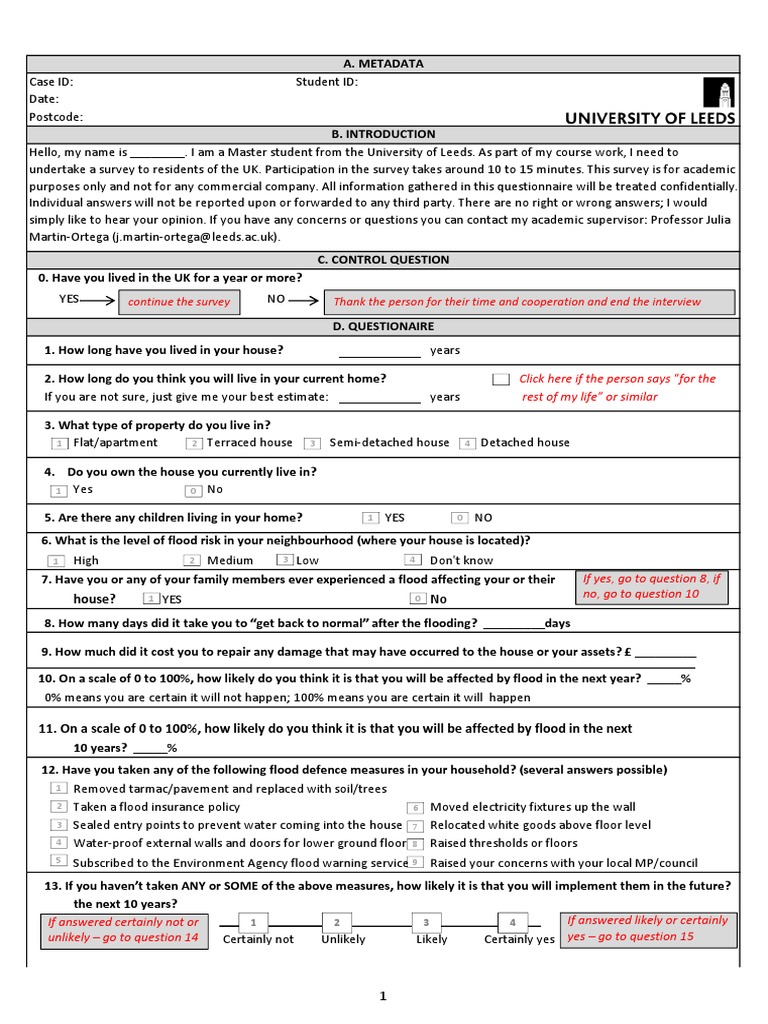4 SOEE5010 Questionnaire | PDF | Flood | Economies
