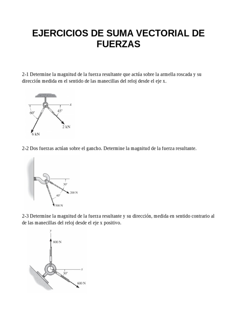 Ejercicios Suma de Vectores - Parte 1 | PDF | Mecánica | Ingeniería ...
