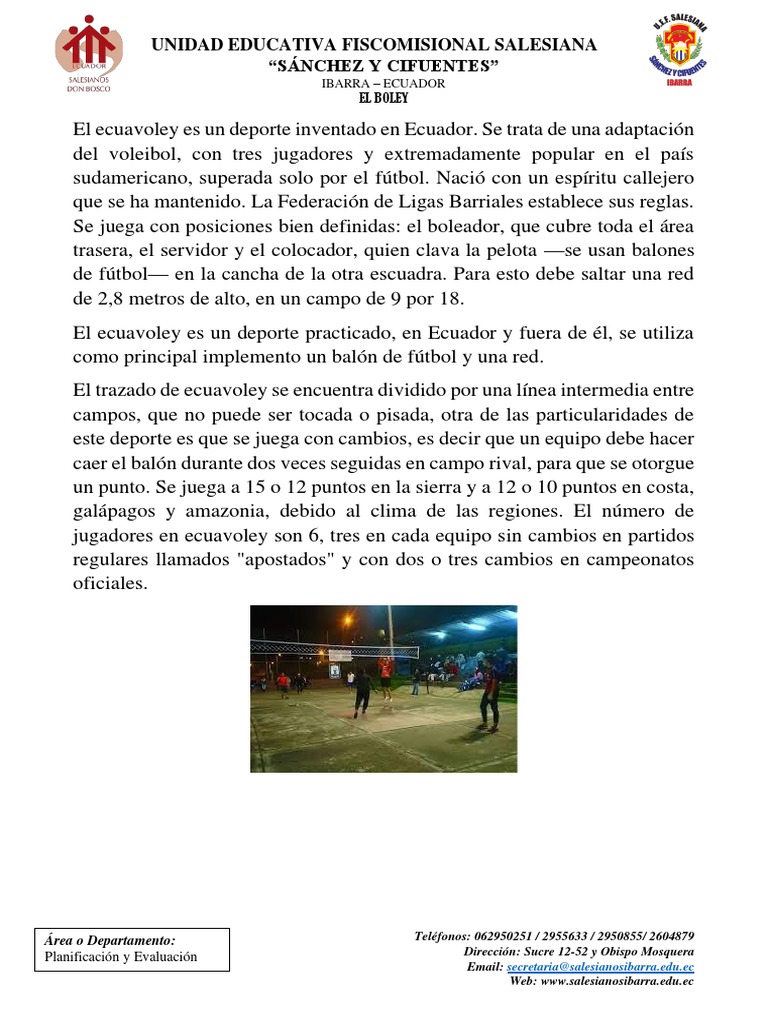 El ecuavoley: Un deporte nacional ecuatoriano | PDF
