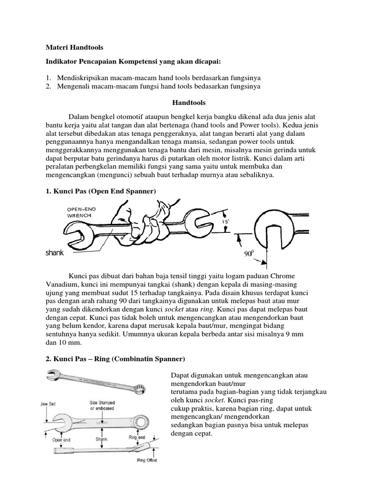 Panduan Lengkap Macam Hand Tools | PDF