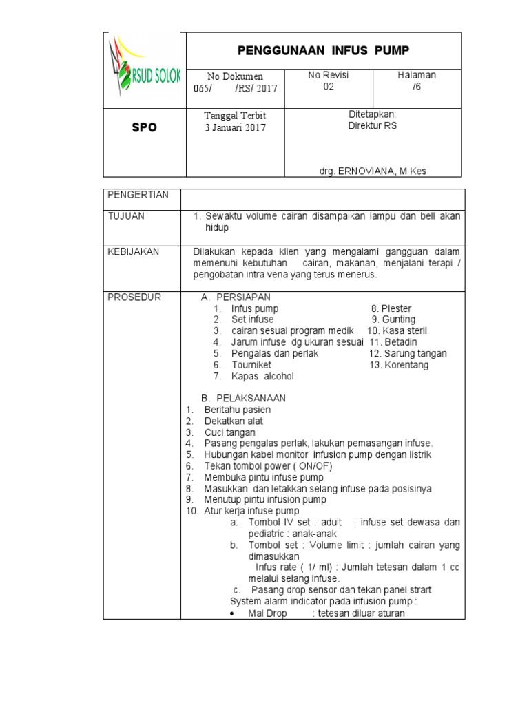 Prosedur Penggunaan Infus Pump | PDF