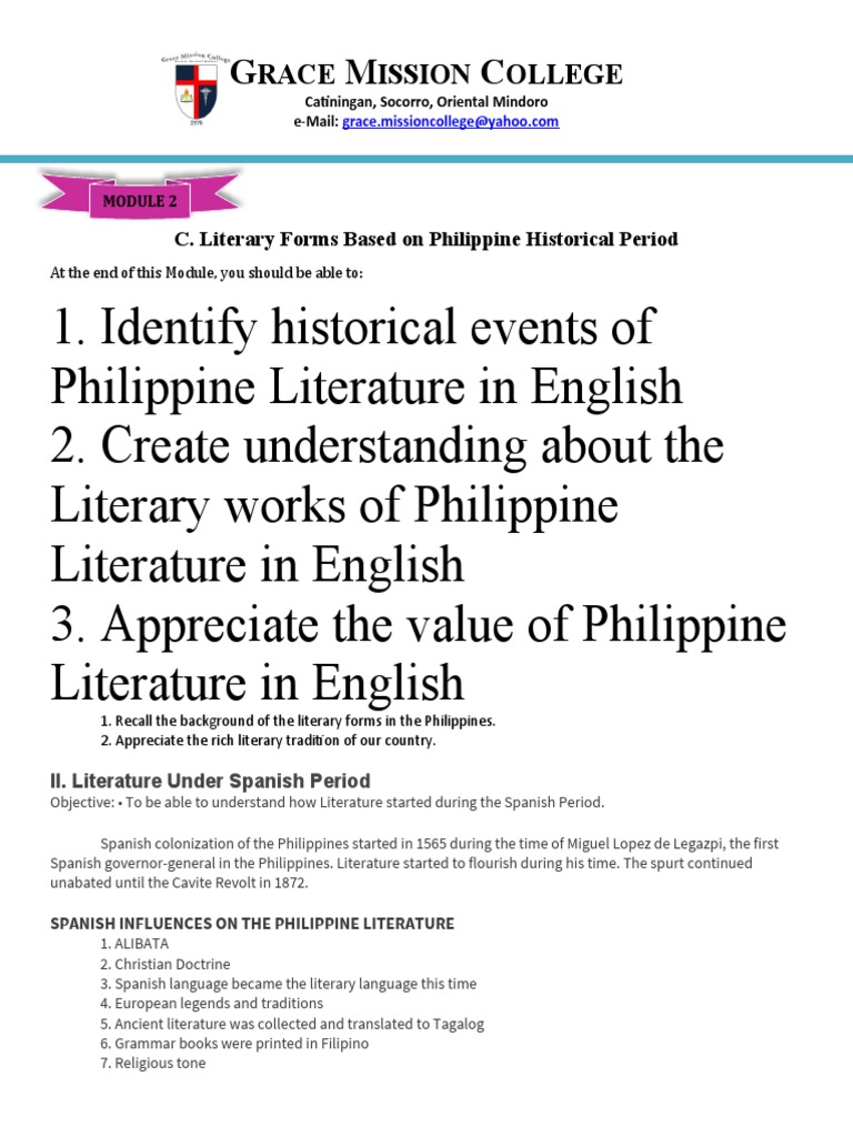 Philippine Literature Under Spanish Rule | PDF | Tagalog Language ...