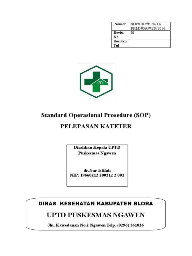 SOP Pelepasan Kateter (Pandemi) | PDF