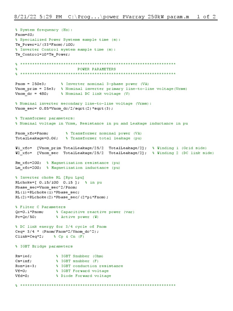 Optimized 250kW PV array parameters | PDF | Transformer | Power Inverter