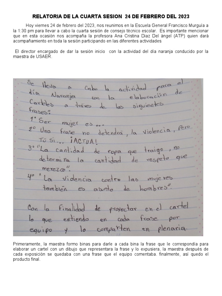 Relatoria Cuarta Sesion | PDF | Aprendizaje | Conocimiento