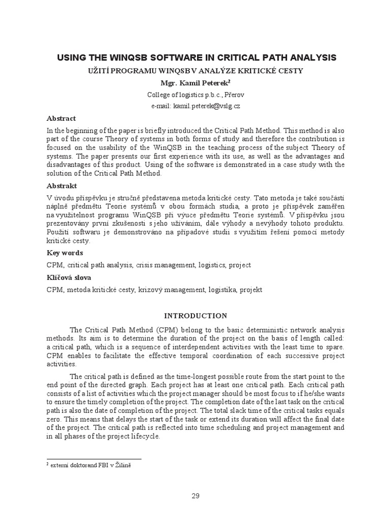 WinQSB Software for Critical Path Analysis | PDF | Linear Programming ...