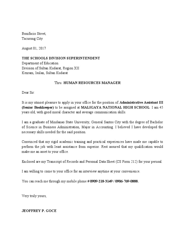 Application Letter Adas Iii | PDF