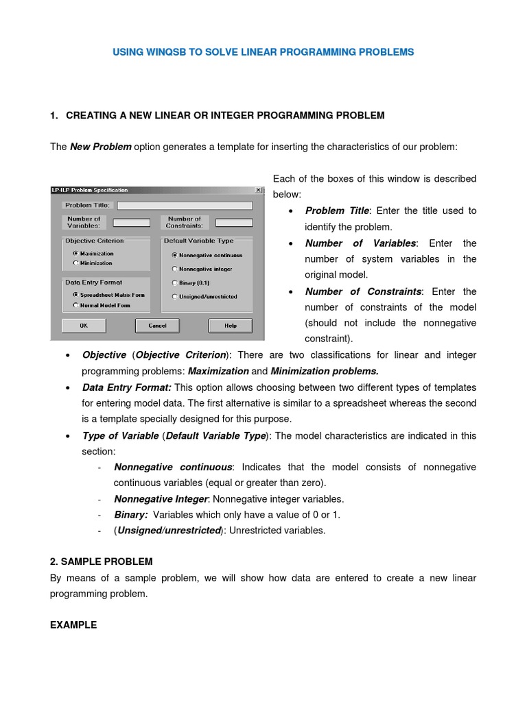 Introduction To WinQSB | PDF | Mathematical Optimization | Linear Programming
