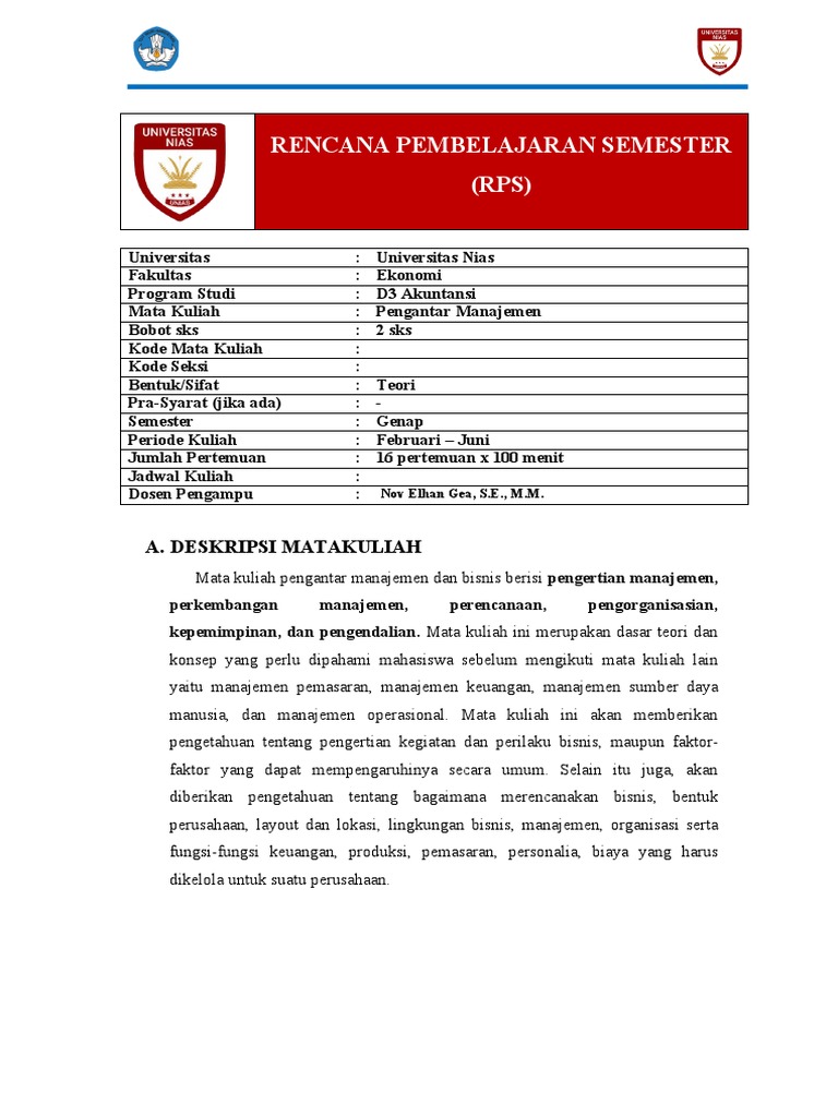 RPS Pengantar-Manajemen | PDF