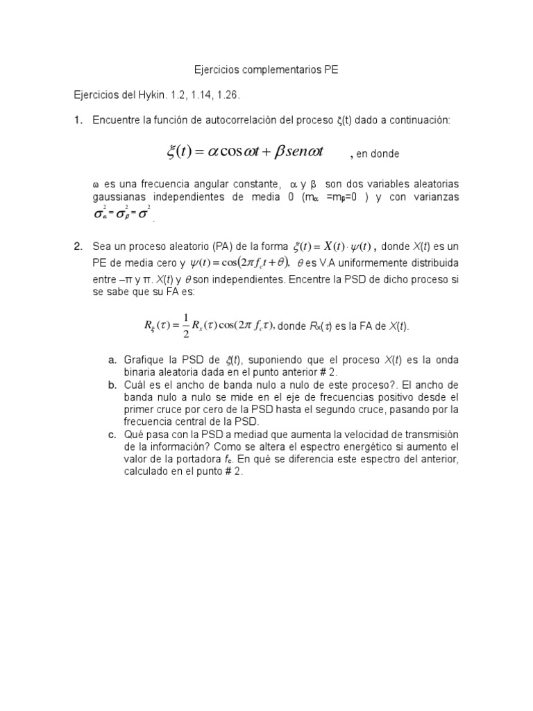Ejercicios Complementarios PE 2023 | PDF