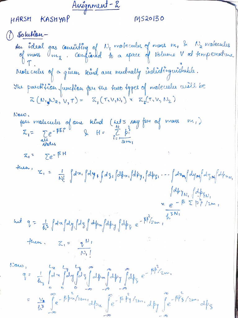Assignment On Stat Mech Pdf 