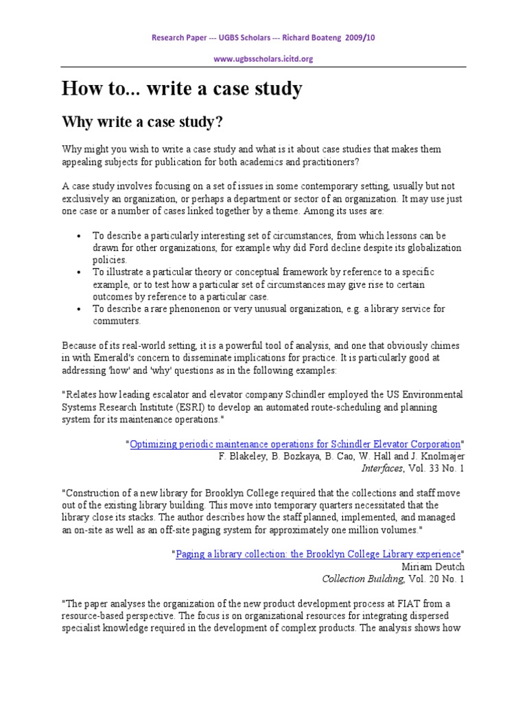 Writing A Case Study | PDF | Case Study | Data