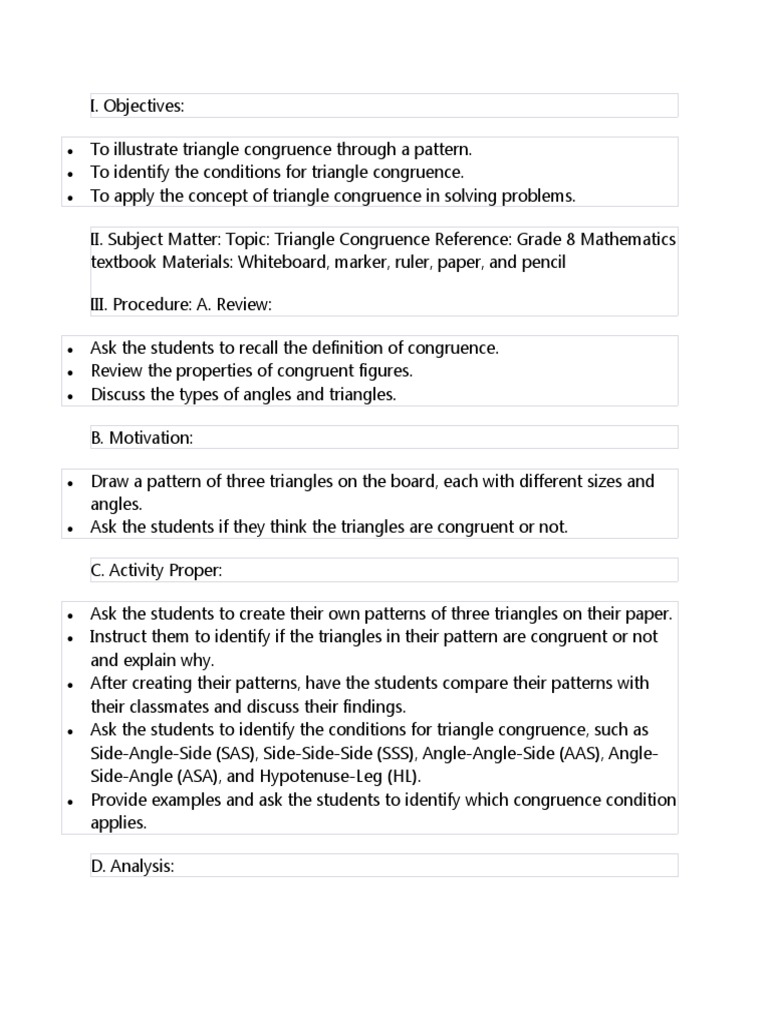 Chat GPT Math 8 Illustrating Triangle Congruence | PDF