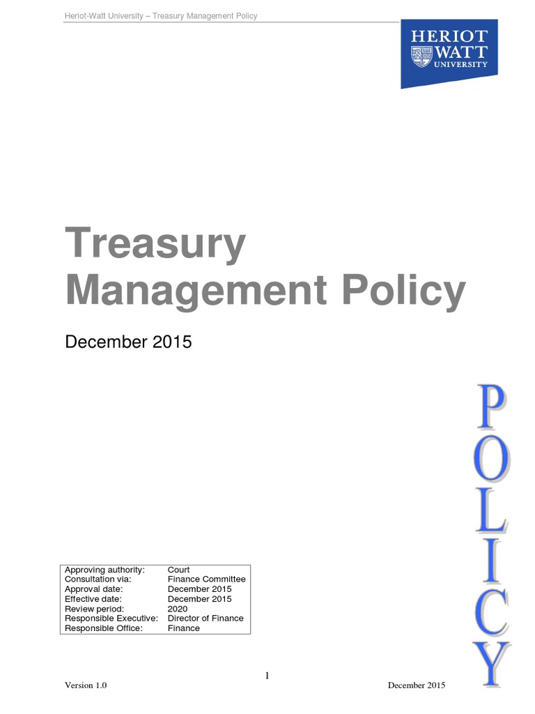 Heriot-Watt Treasury Management Policy | PDF | Debt | Banks