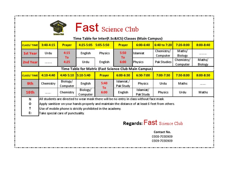 New Time Table | PDF | Science