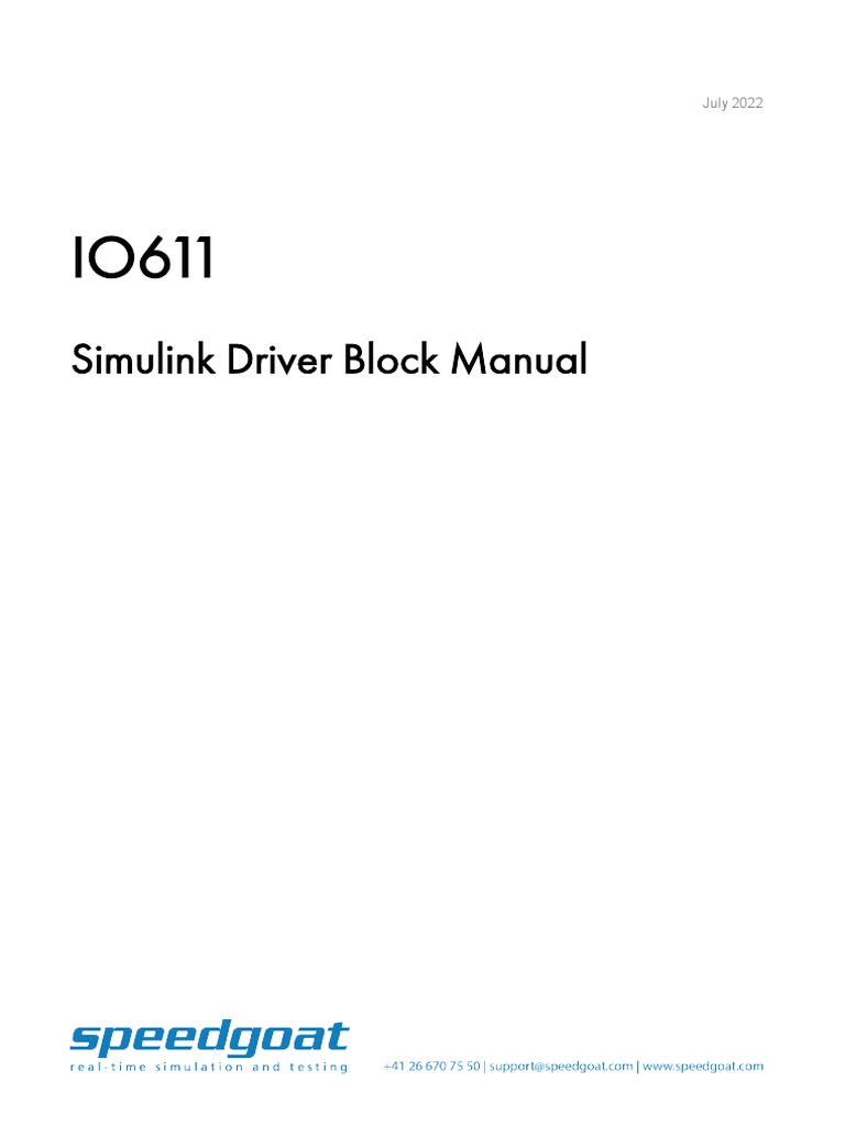 IO611 Simulink Driver Block Manual | PDF | Parameter (Computer Programming) | Bit Rate