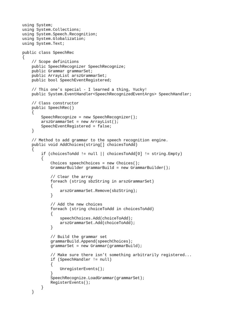 C# speech recognition with grammars | PDF | String (Computer Science ...