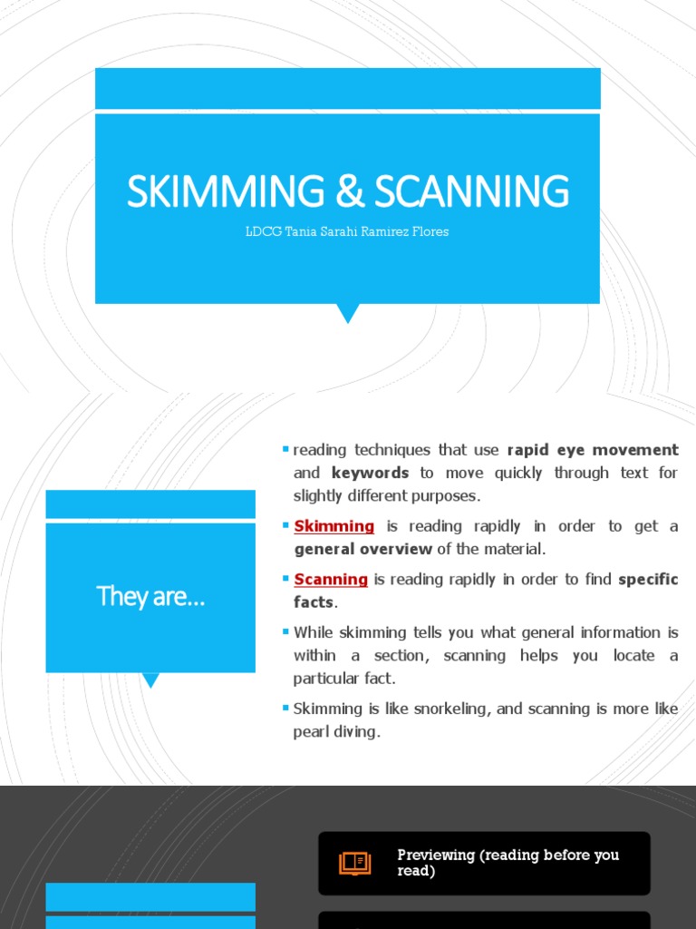 How to Skim and Scan Text for Different Reading Purposes | PDF | Speed ...