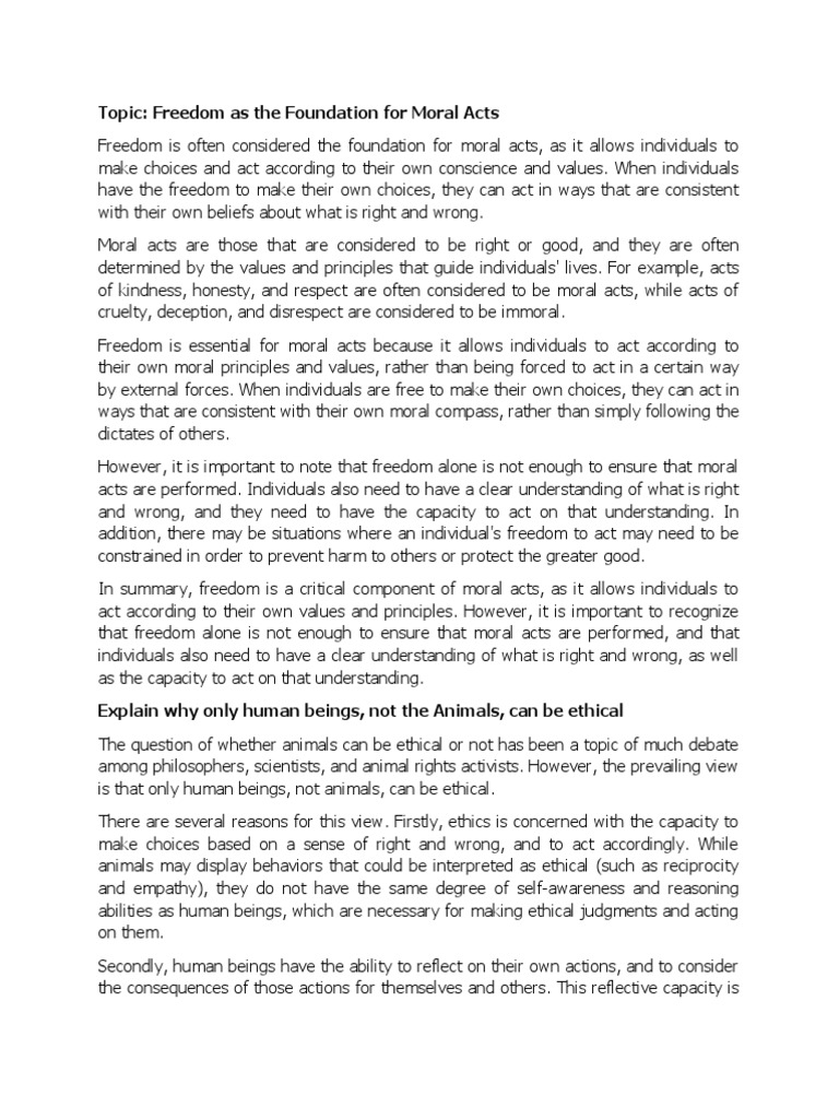 Freedom As The Foundation For Moral Acts | PDF | Morality | Autonomy