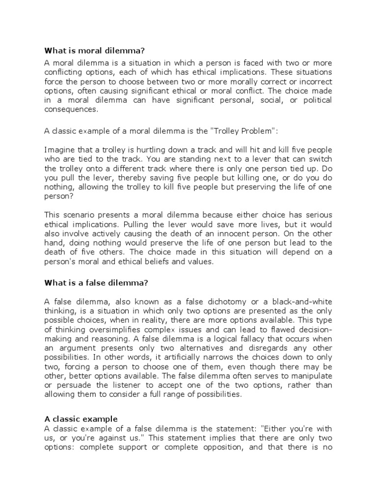 What Is Moral Dilemma | PDF | Morality | Taxes